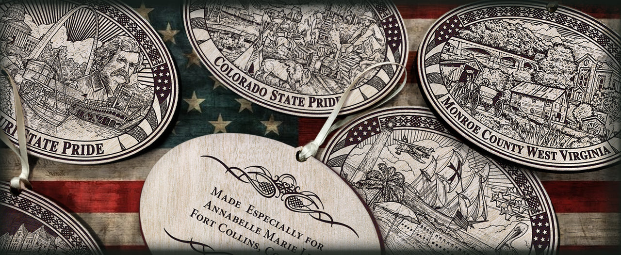 Get Historic | Personalized Engraved County & State History Ornaments